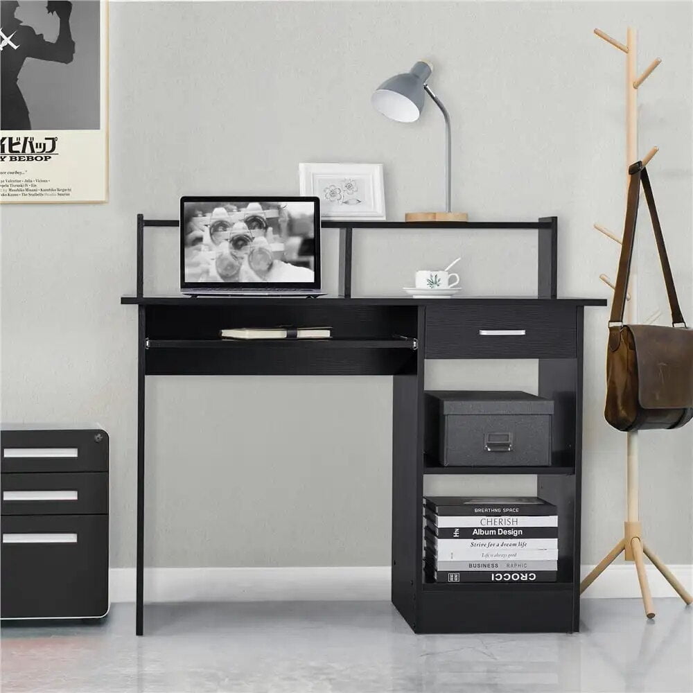 NoEnName_Null Wooden Home Office Computer Desk with Drawers and ...