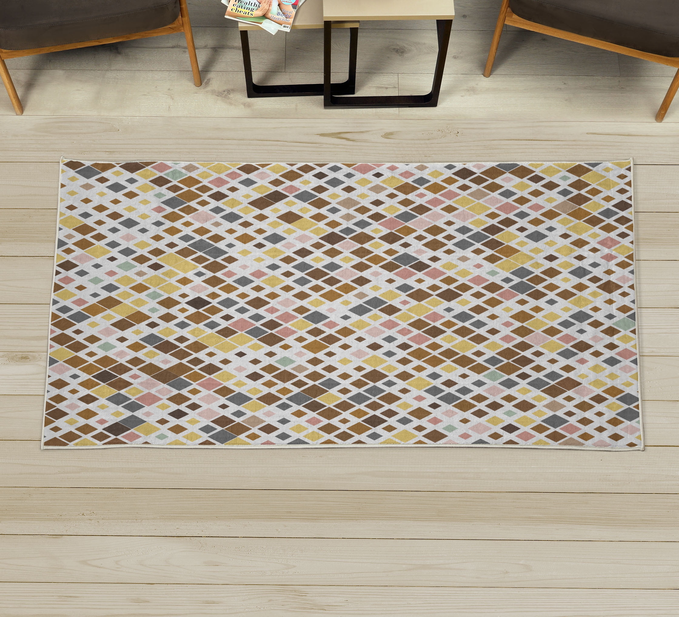 Ethnic Decorative Rug, Retro Mosaic Creative Pattern Square Rhythm ...