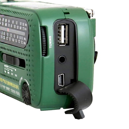 Crank Radio FM AM Radios USB World Green Shell Plastic Emergency ...