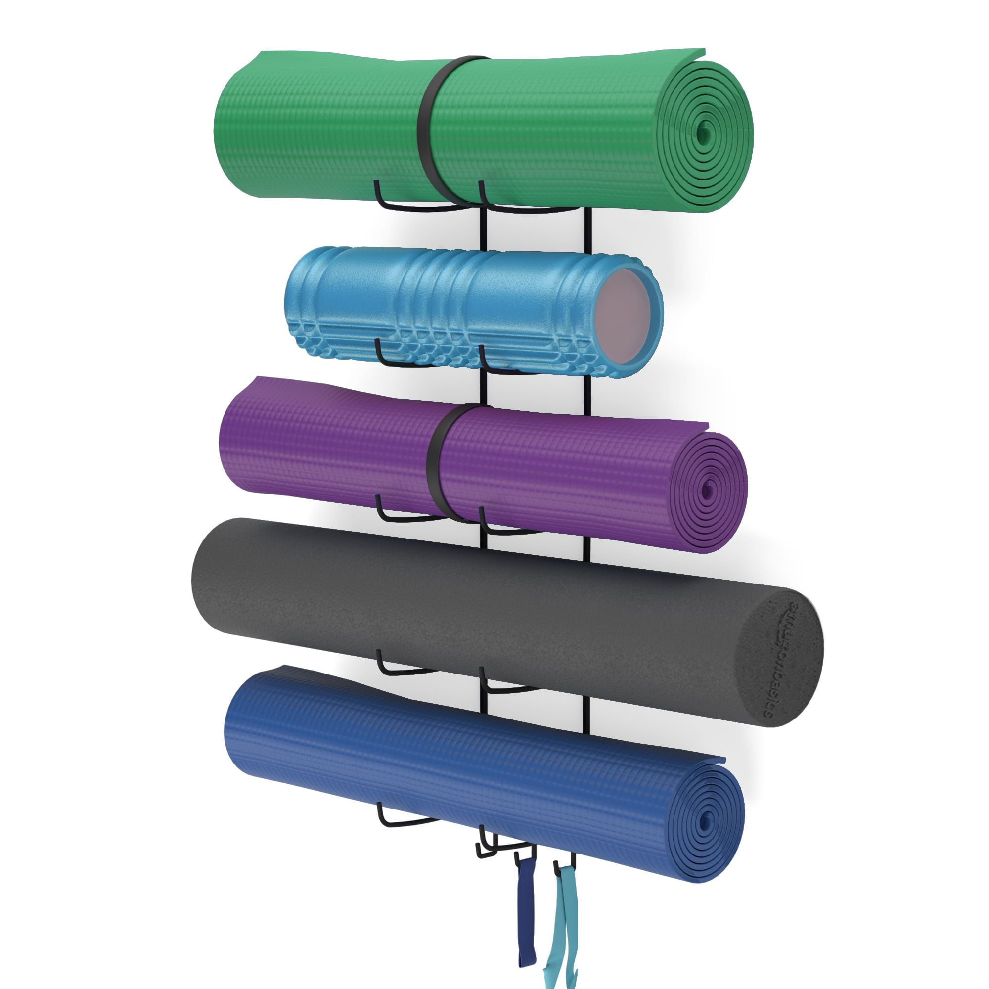 Wallniture Guru Yoga Mat Rack Foam Roller Holder Wall Storage 5 ...