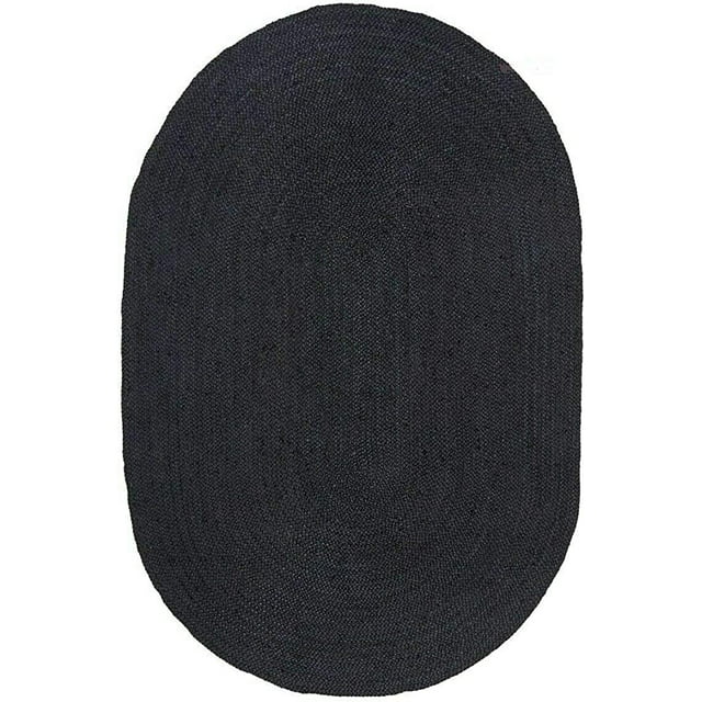 Vipanth Exports Black Color Jute Rug in Oval Shape, Area Rug for Home ...