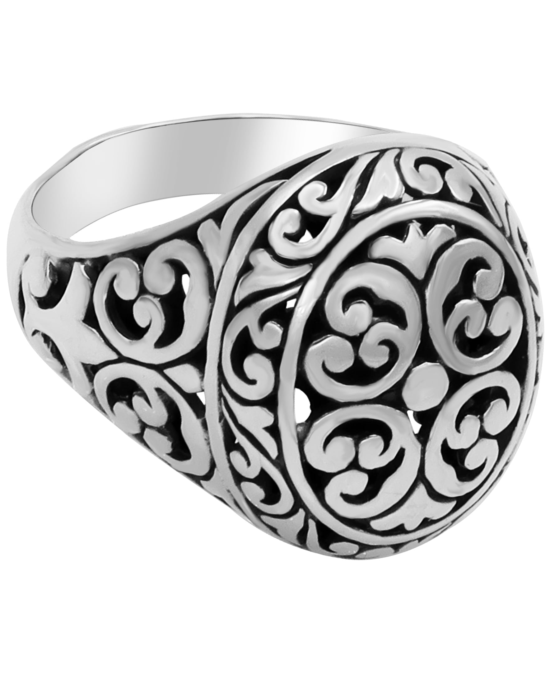 DEVATA Bali Sterling Silver Filigree 18mm Dome Ring - Walmart.com