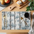 Blue Tree Branches Cotton Linen Placemats Set of 6, Nature Forest Retro ...