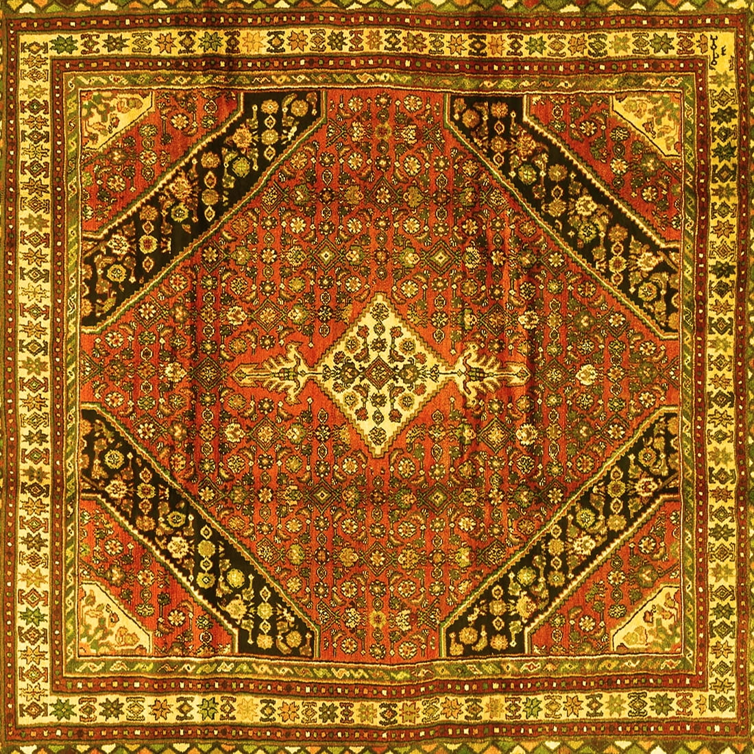 Ahgly Company Indoor Square Persian Yellow Traditional Area Rugs, 6 ...