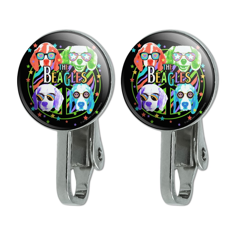 The Beagles Dog Band Peace Hippie Vintage Retro Novelty Clip-On Stud ...