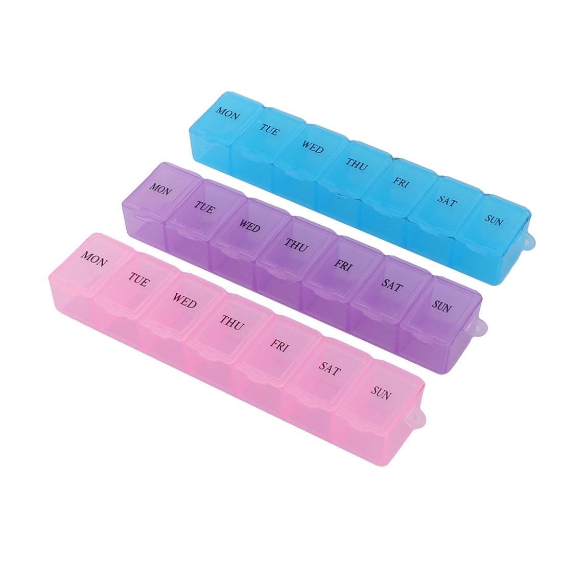 Household Plastic 7 Compartments Pill Container Storage Case 3pcs ...