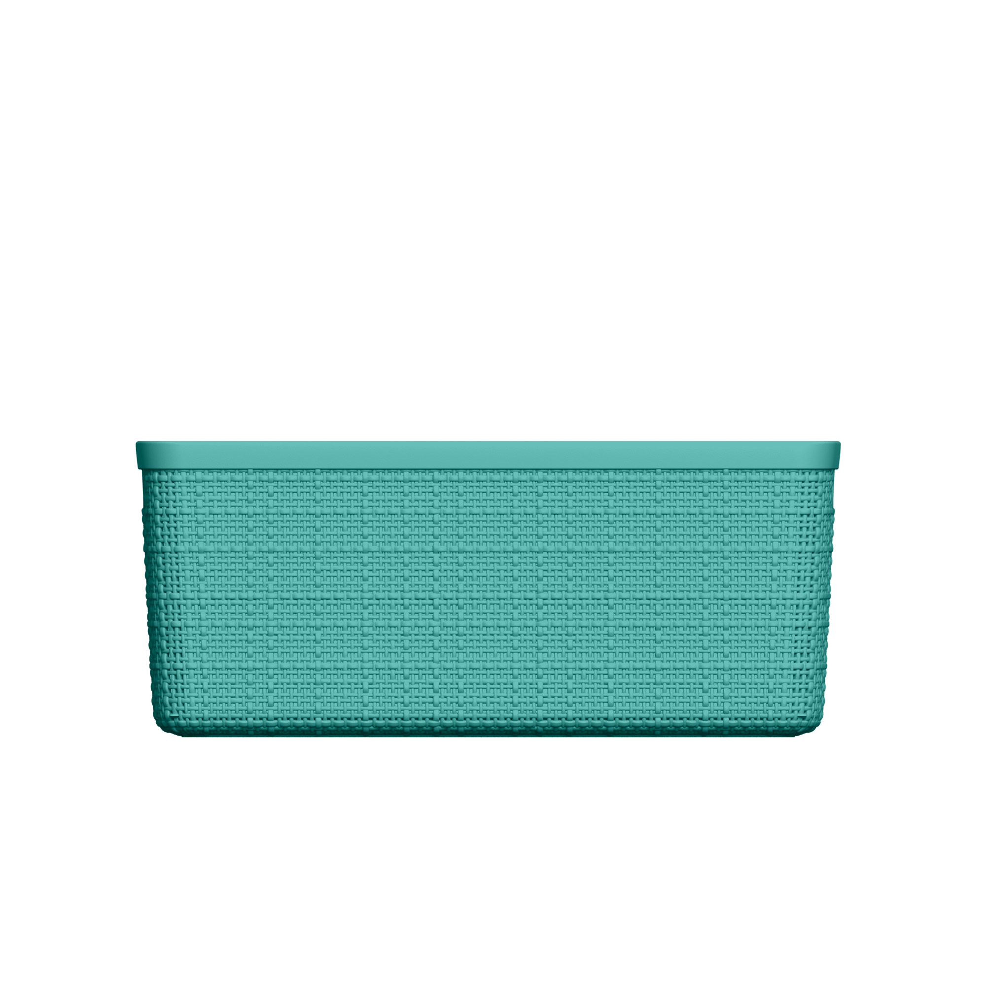 Curver Jute Medium Basket, Resin Plastic Storage Bin, Aqua Slate, 4 Pack