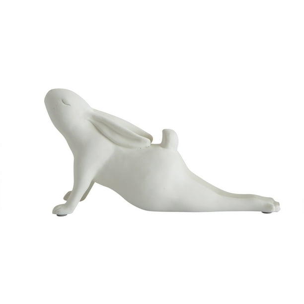 Creative Co-Op White Resin Arching Yoga Rabbit - Walmart.com