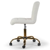 Glamour Home Cream Boucle File Cabinet, Lock & Wheels, Gold Finish ...
