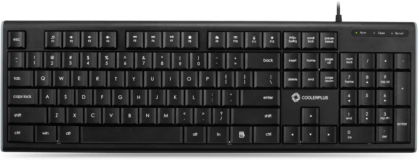 Coolerplus USB Wired Keyboard Ultra-Thin, Full Size US Layout Computer ...