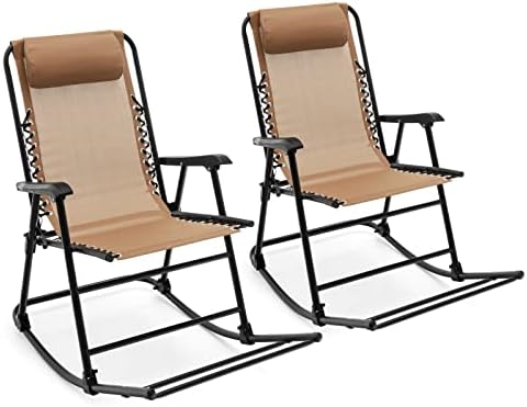 Folding Rocking Chair, Rocking Camping Chair With Pillow & Armrests ...