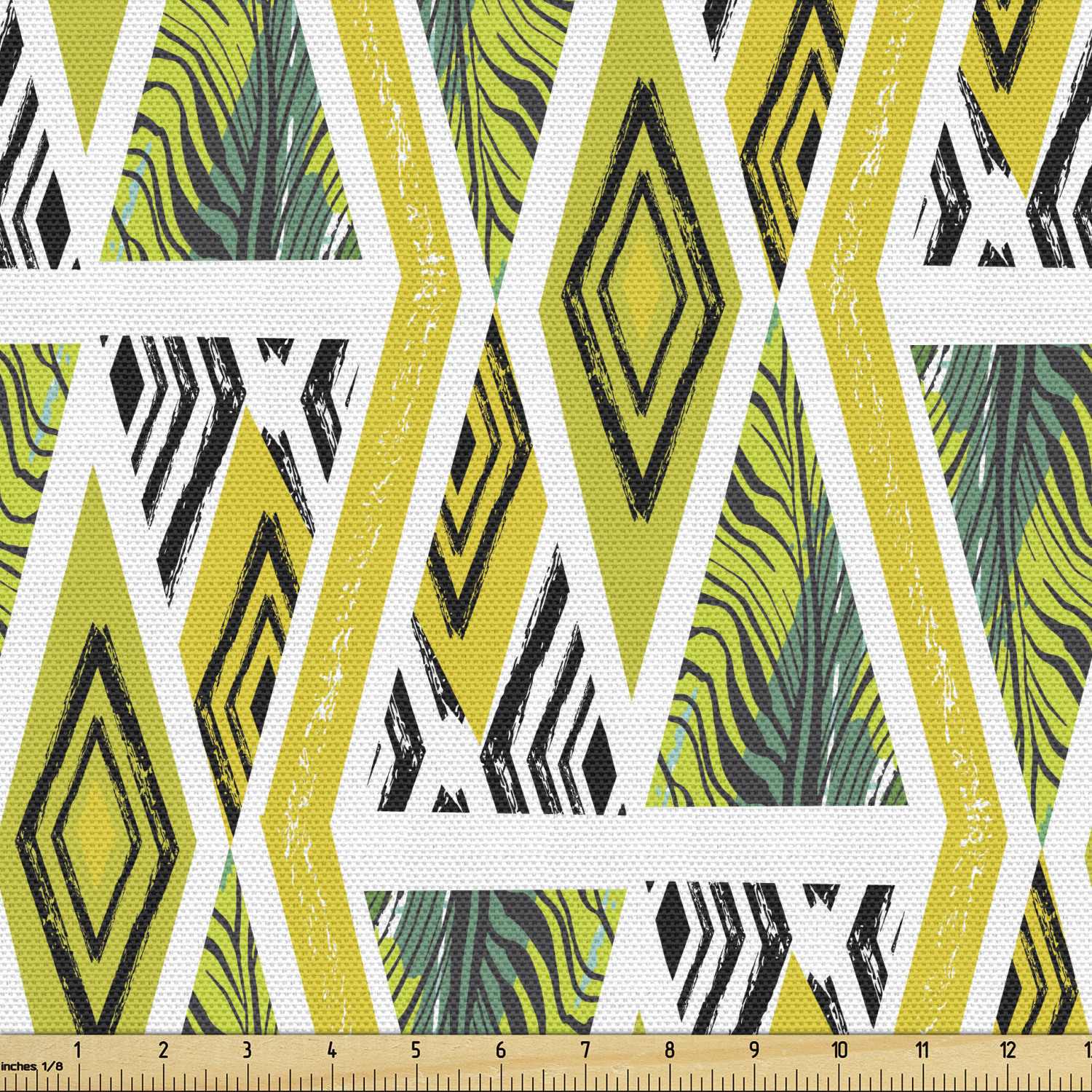 Tropical Fabric by the Yard, Tropical Patterns Zebra Strips Rhombus ...
