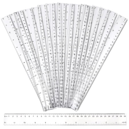 PINGEUI 100 Pack 12 Inches Clear Measuring Ruler, Straight Rulers ...