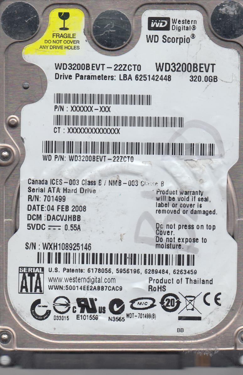 WD3200BEVT-22ZCT0, DCM DACVJHBB, Western Digital 320GB SATA 2.5 Hard Drive - Walmart.com
