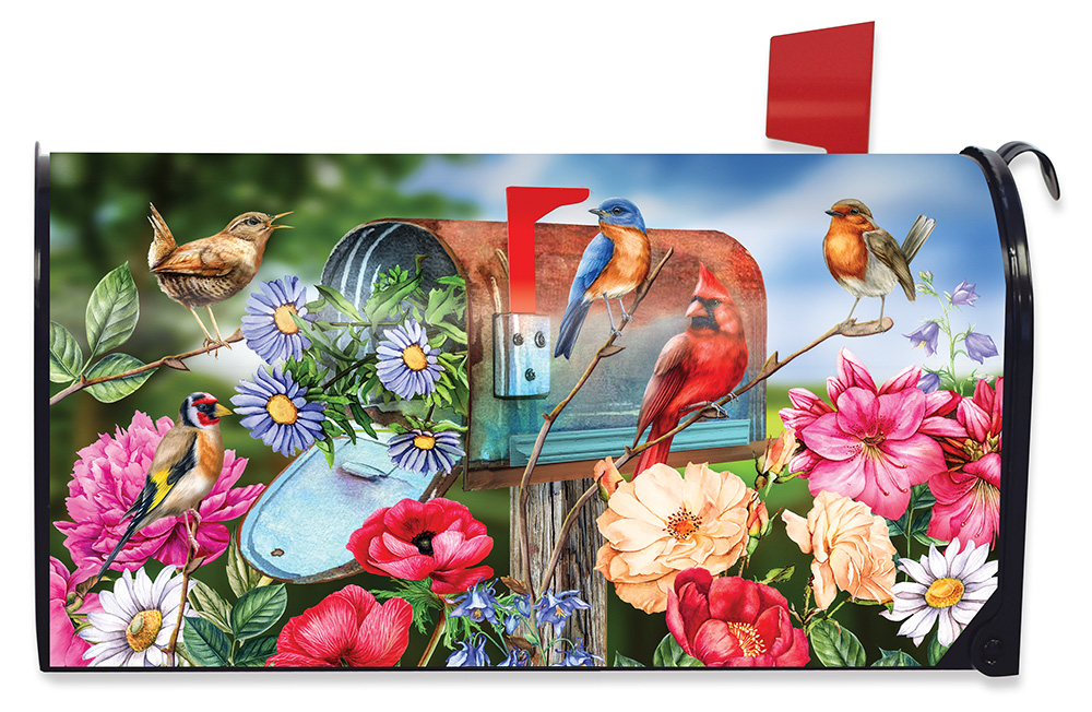 Birds and Mailbox Spring Magnetic Mailbox Cover Standard Briarwood Lane ...
