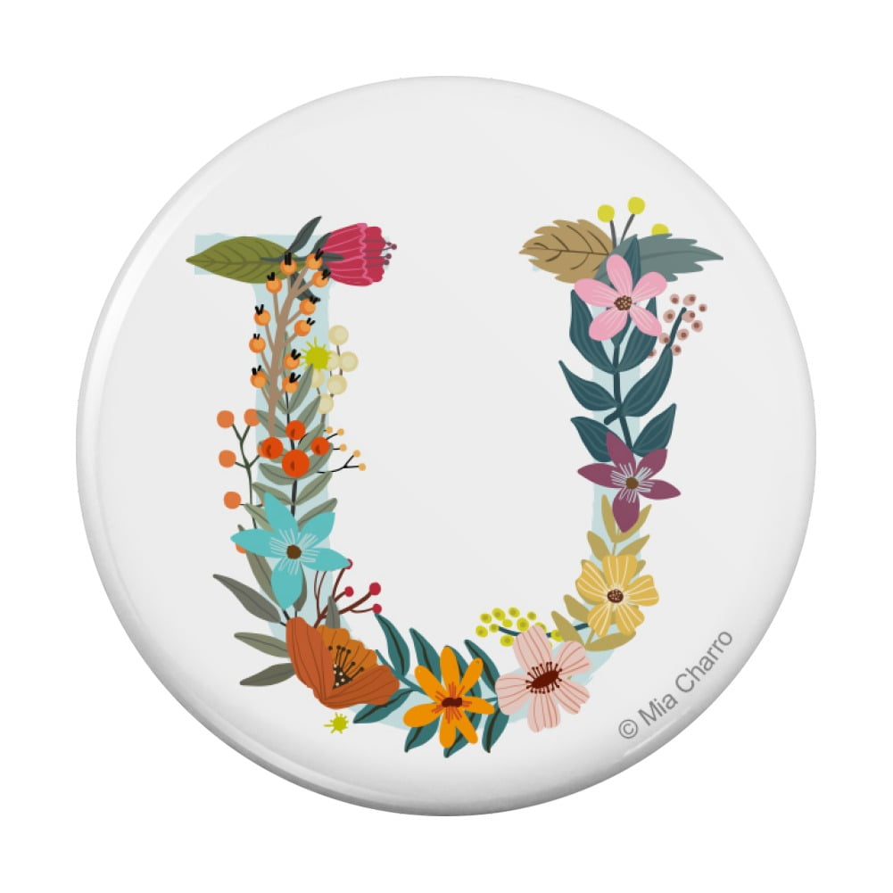 Letter U Floral Monogram Initial Kitchen Refrigerator Locker Button ...