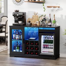 FM FURNITURE Hampton Bar Cabinet Black Engineered Wood - Walmart.com