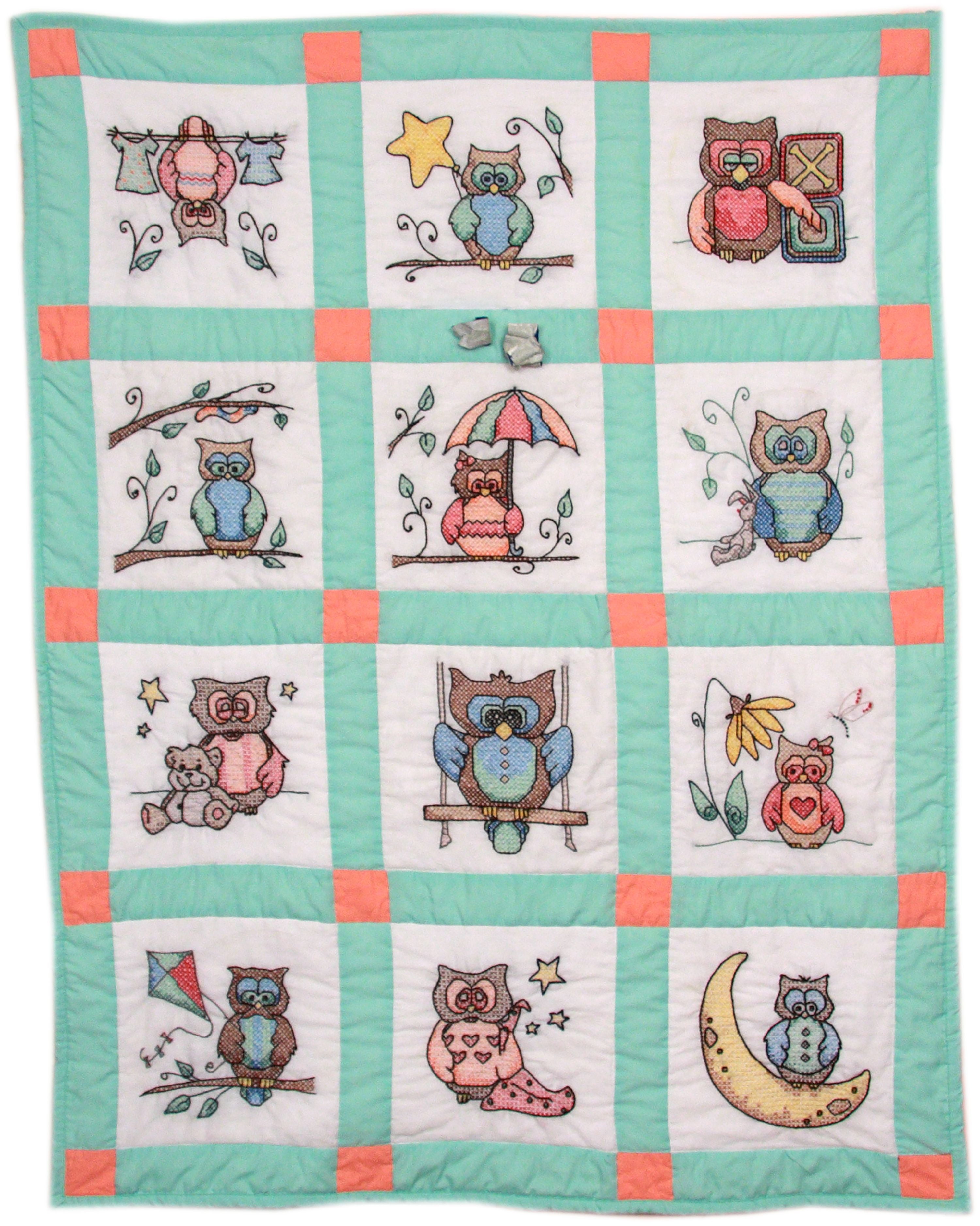 Fairway Stamped Baby Quilt Blocks 9"X9" 12/Pkg-Owls - Walmart.com ...