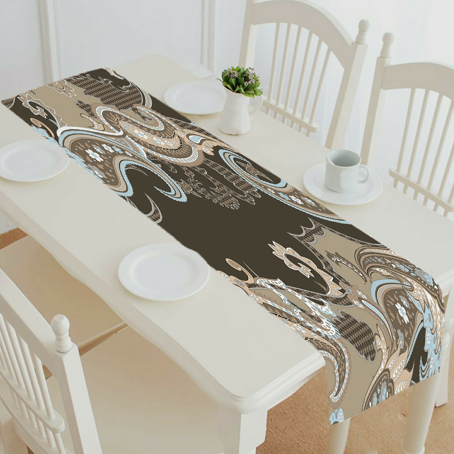 ECZJNT Textile paisley pattern in beige brown peach light blue colors ...