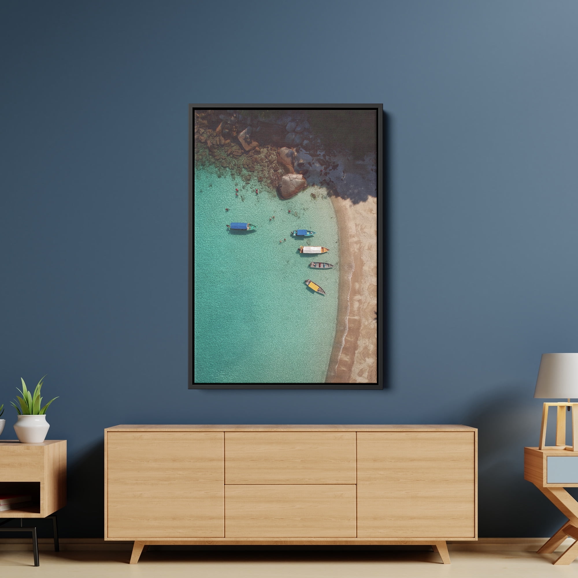 AE Aerial Beach Ocean Canvas Wall Art (20X30 inch) | Framed Nature ...