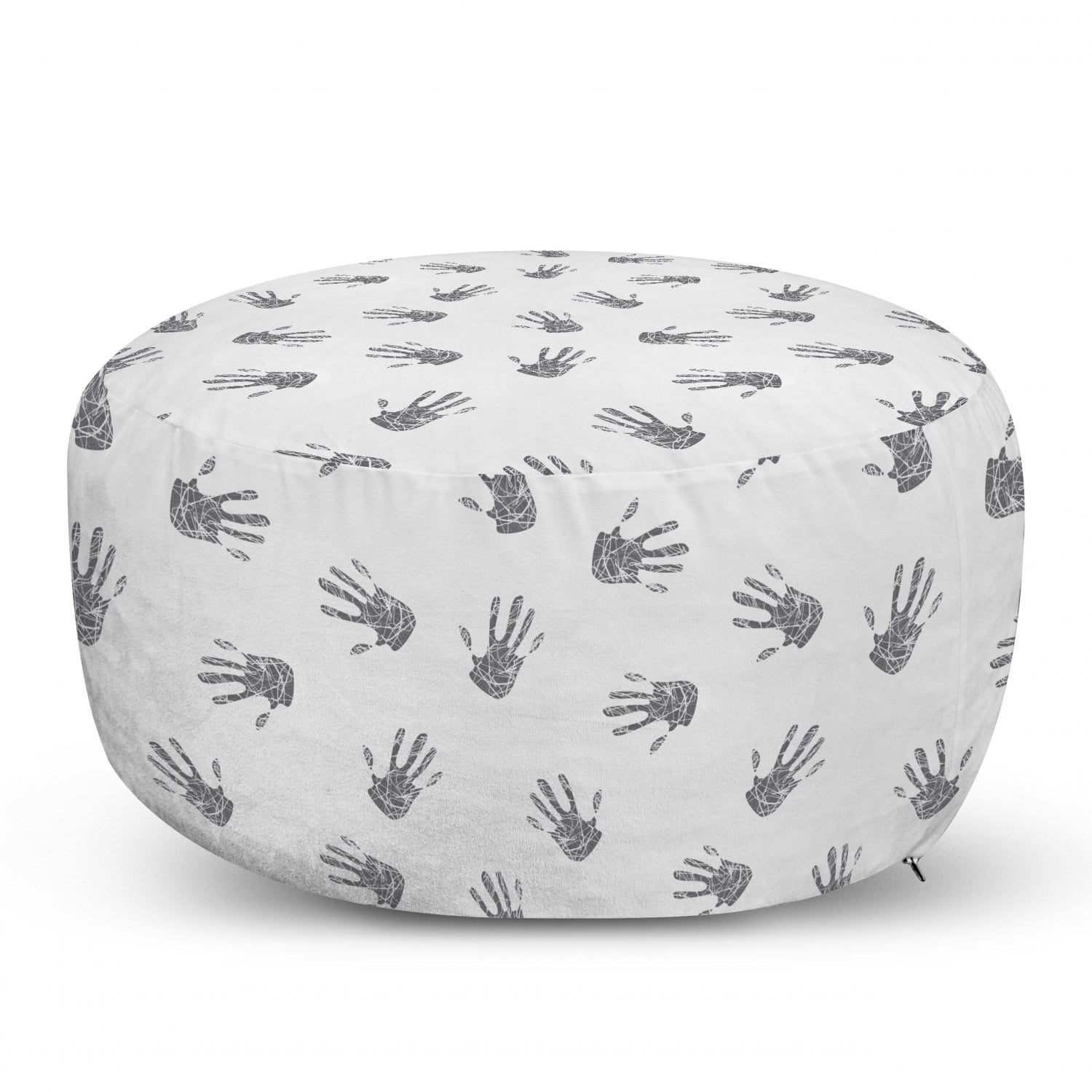 Contemporary Pouf Cover with Zipper, Abstract Striped Dark Hand Pattern ...