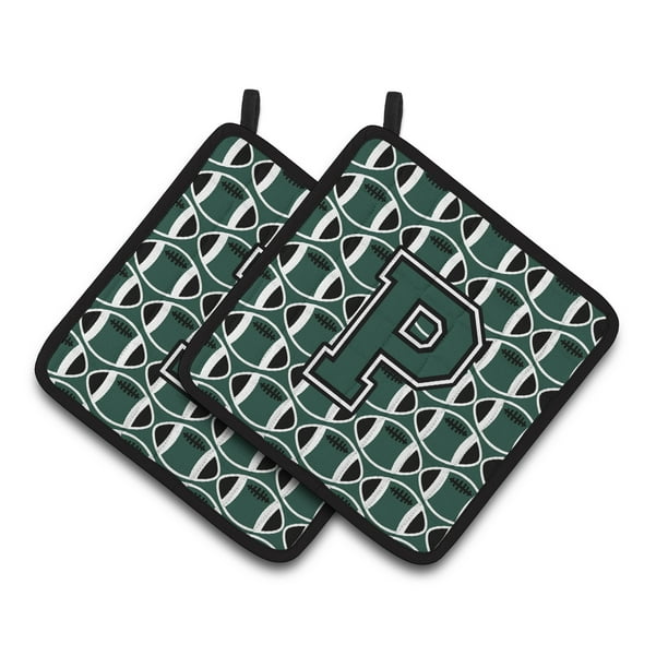 Letter P Football Green and White Pair of Pot Holders - Walmart.com