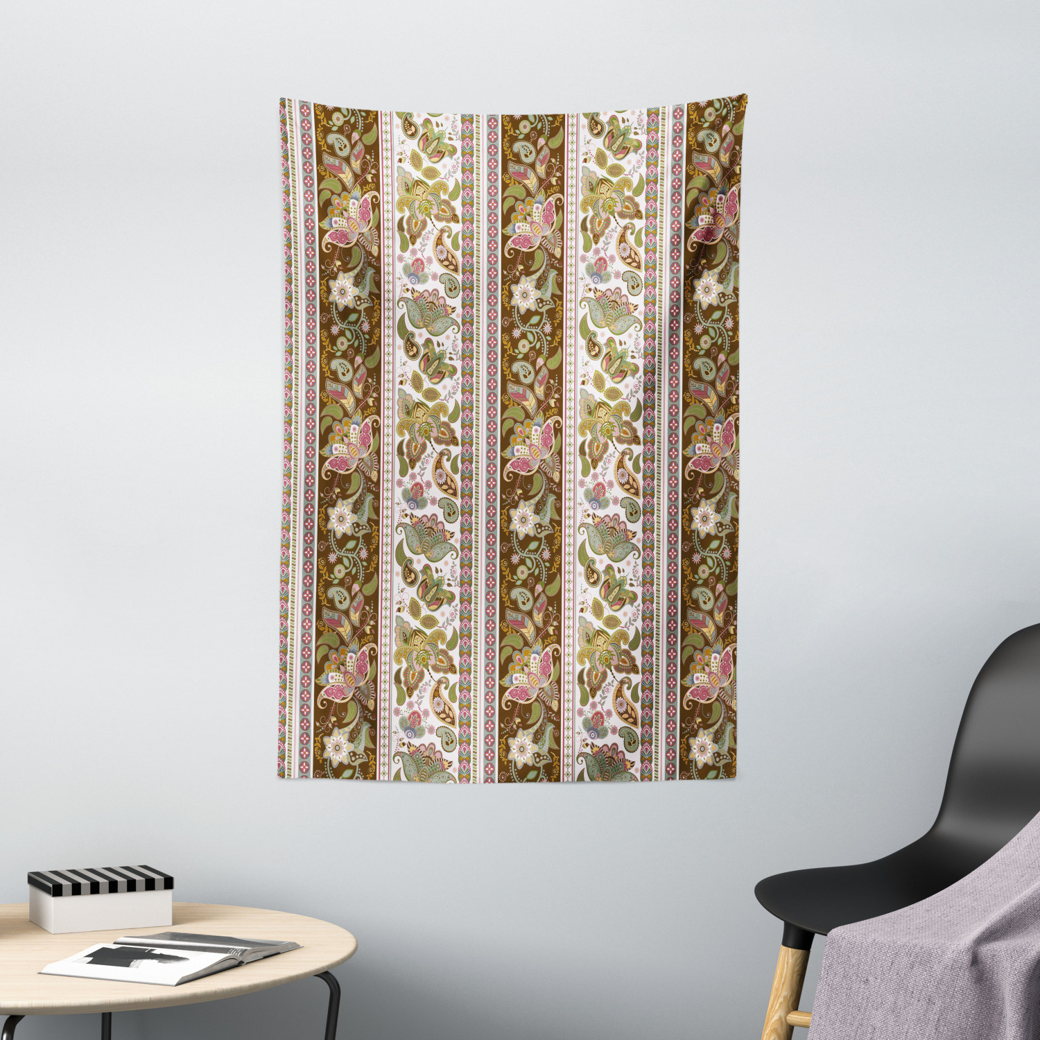 Arabesque Tapestry, Ethnic Middle Eastern Persian Floral Pattern with ...