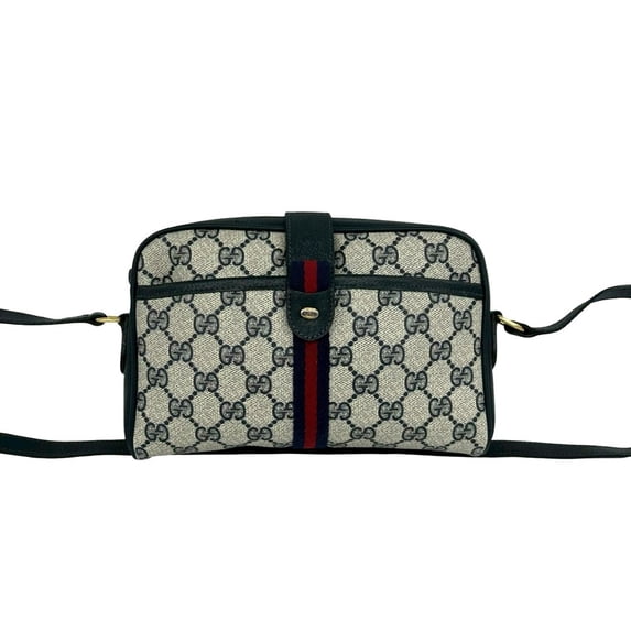 Pre-Owned GUCCI Vintage Sherry Line GG Logo Pattern Leather Shoulder ...