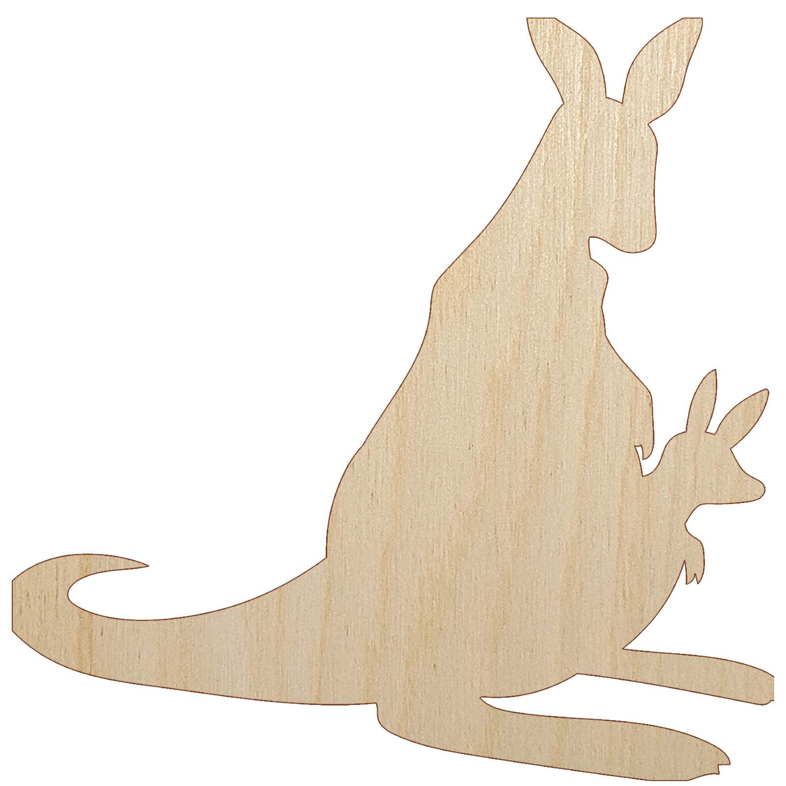 Mother Kangaroo with Baby Joey in Pouch Silhouette Wood Shape ...