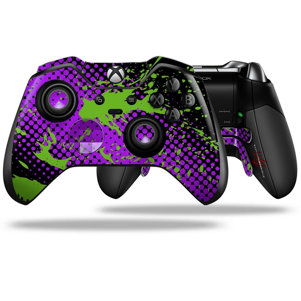 Halftone Splatter Green Purple - Decal Style Skin fits Microsoft XBOX ...