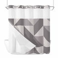 Geometric Grey Art Triangle No Hook Shower Curtain with Snap in Liner ...