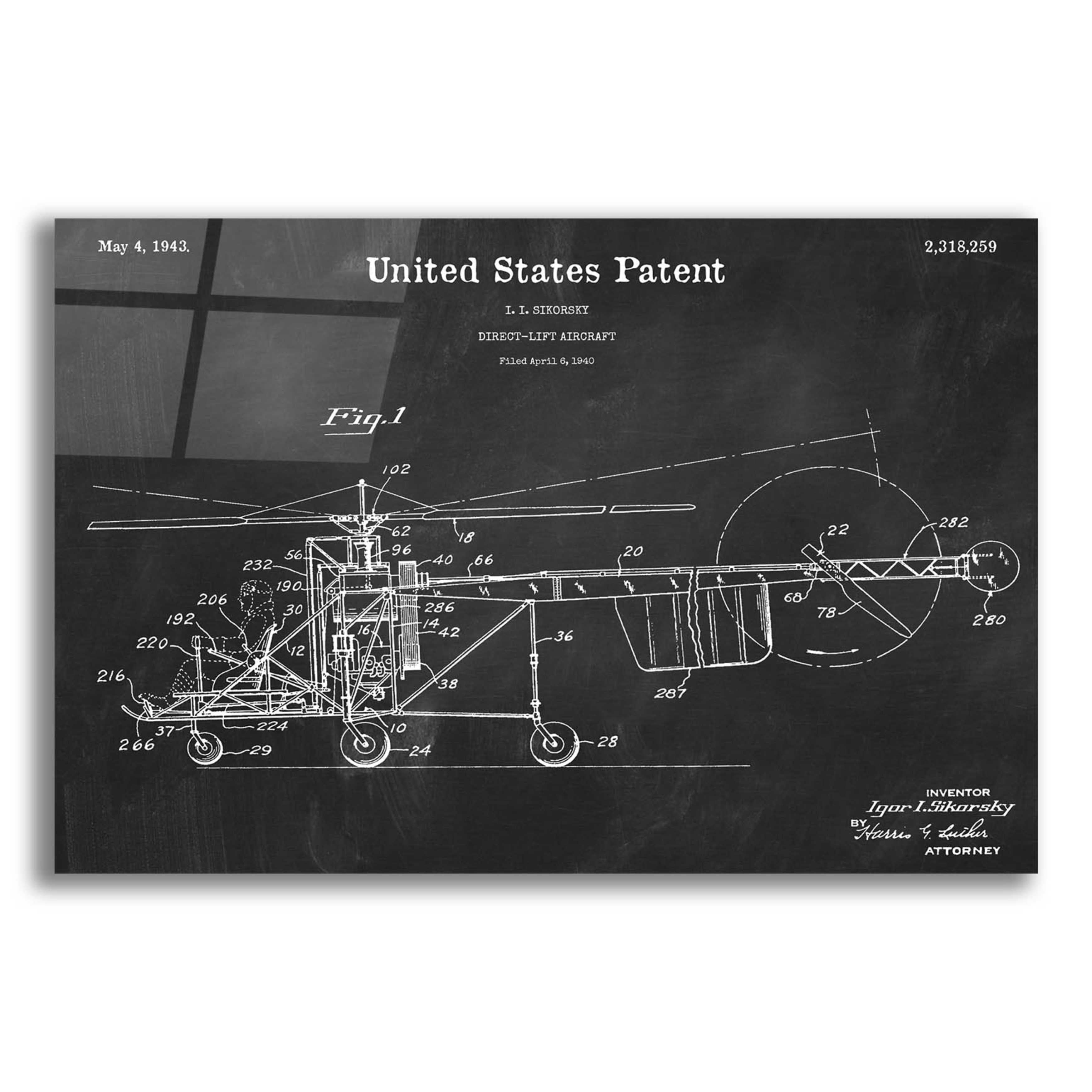 Epic Art 'Direct-Lift Aircraft Blueprint Patent Chalkboard,' Acrylic ...