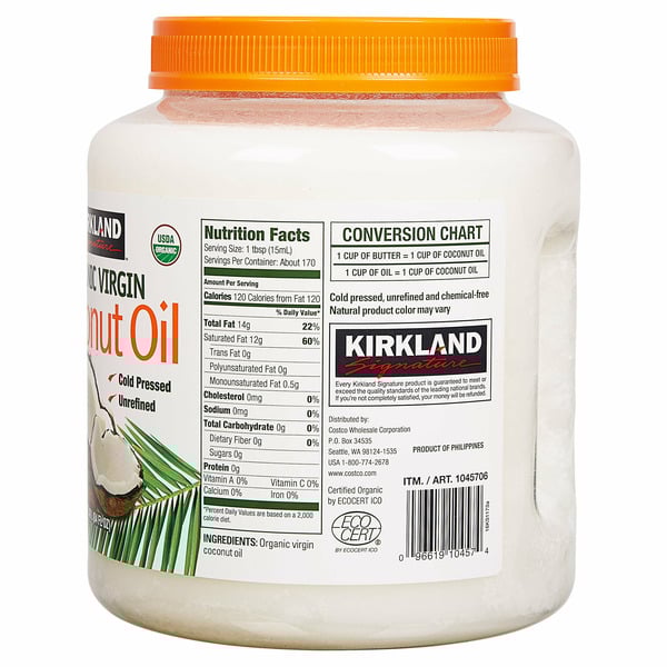 Kirkland Signature, Organic Virgin Coconut Oil, 84 fl oz - Walmart ...