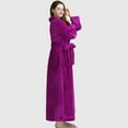 Alitao Robes For Women Fuzzy Robe Womens Solid Color Long Robe Soft Warm Fleece Plush Bathrobe
