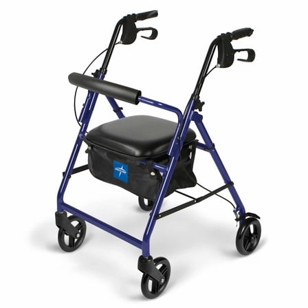 Medline Lightweight Aluminum Rollator Walker with Seat, 250 lbs ...