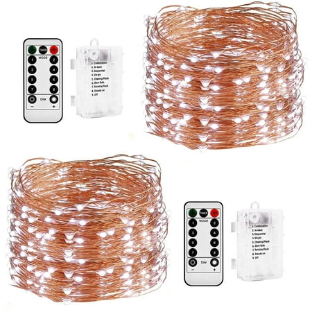 Tatum88 Battery Powered String Lights, 2 Pack Battery Powered Copper ...