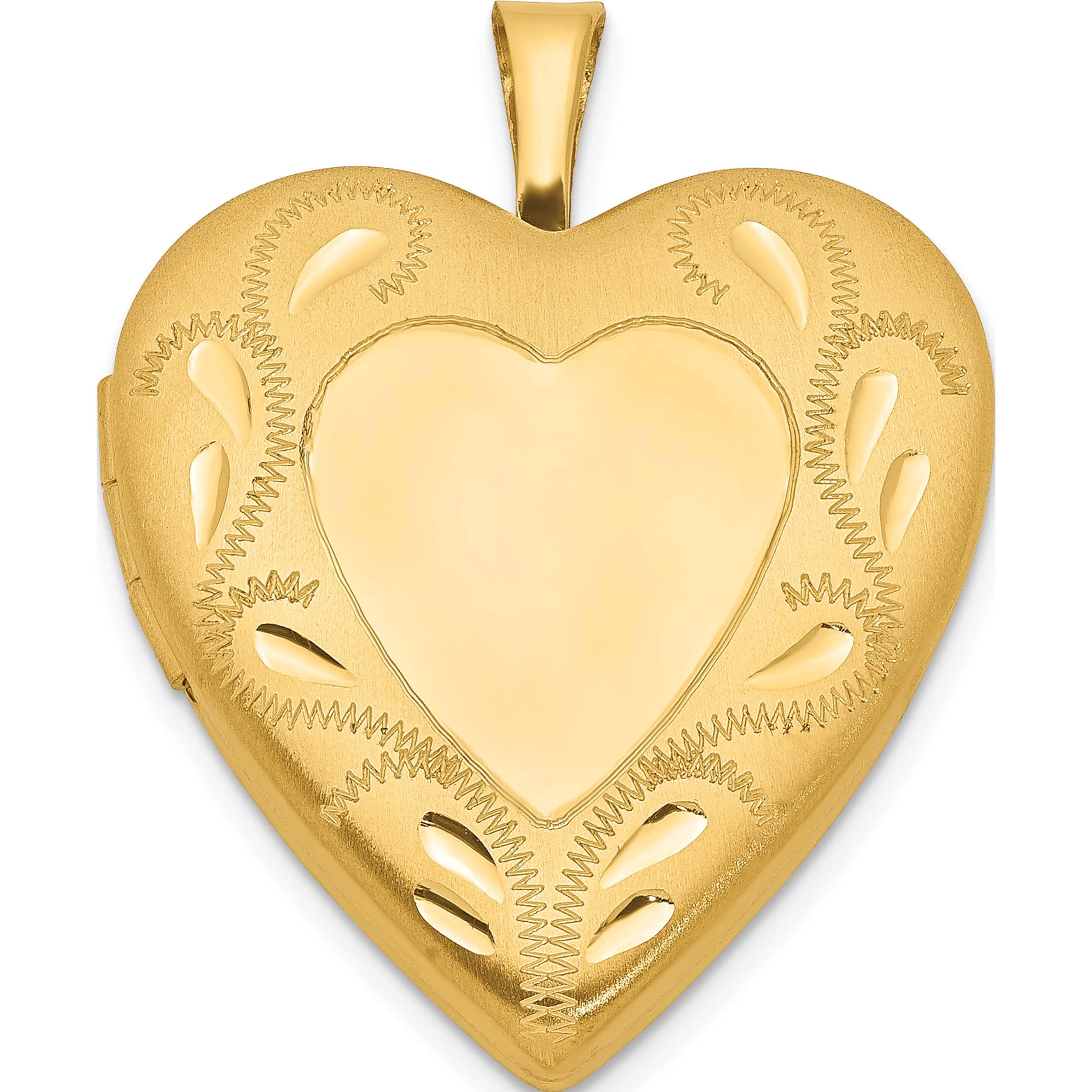 Gold Filled 14/20 1/20 Polished & Satin Fancy Border 19mm Heart Locket ...