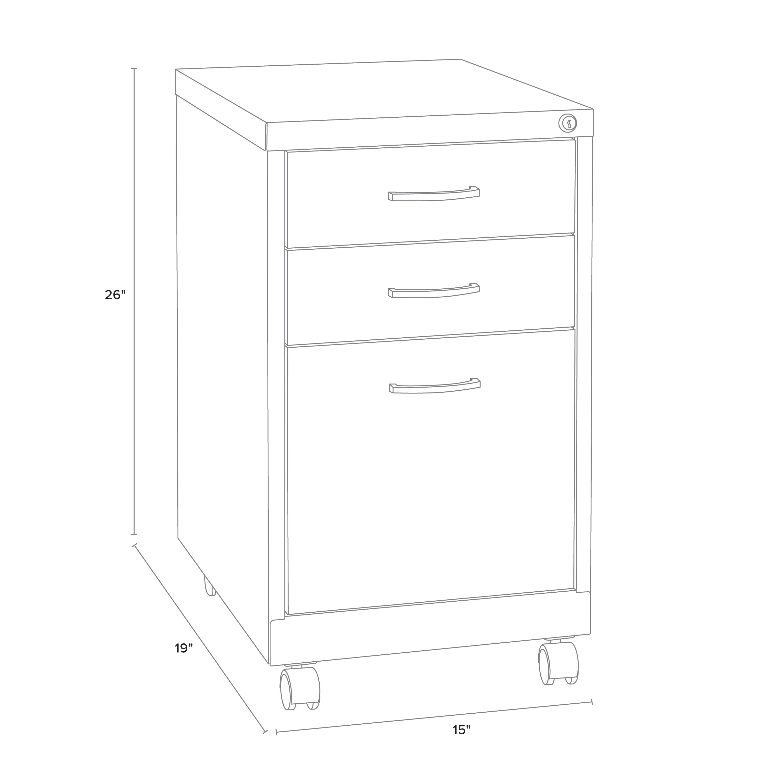 Office Dimensions 19 3 Drawer Home Mobile Pedestal File Cabinet Gray Com