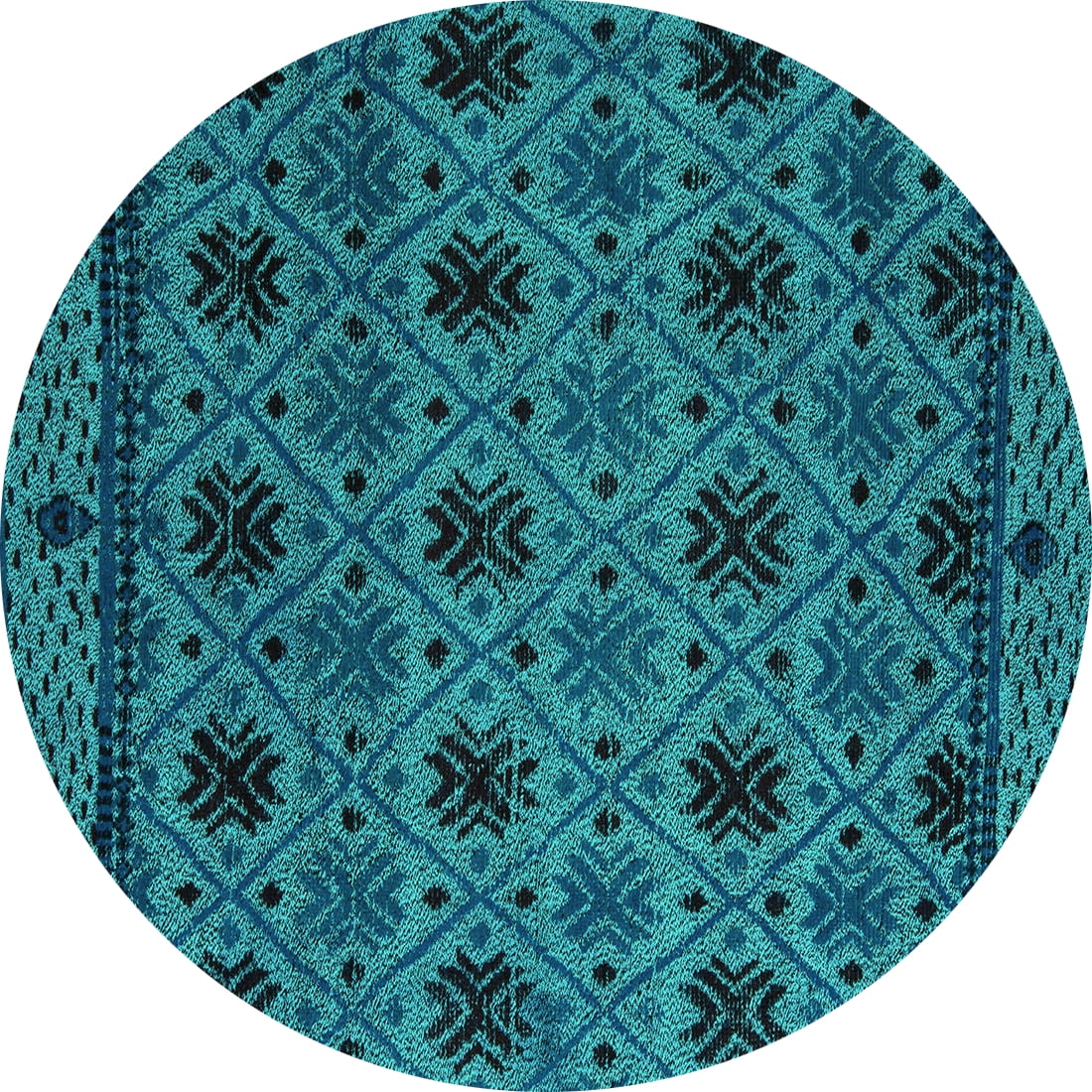 Ahgly Company Machine Washable Indoor Round Abstract Turquoise Blue ...