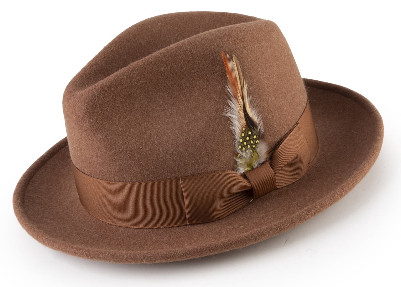Montique Tan Lightfelt 2 ВЅ Inch Wide Brim Wool Felt Pinch Hat H-60 ...