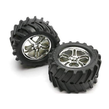 Traxxas 3771X Tires & Wheels 2.8 RXT Black & Satin Wheels, Ribbed Tires ...