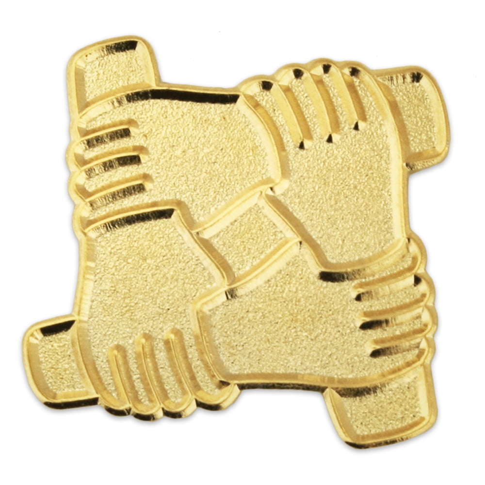 PinMart's Gold Plated Arm to Arm Teamwork Motivational Lapel Pin ...