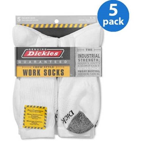 Genuine Dickies Men's Dri-Tech Comfort Crew Work Socks, 5-Pack ...