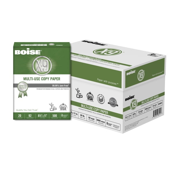 BOISE X-9 Multi-Use Copy Paper, 8.5" x 11" Letter, 92 Bright White, 20 ...