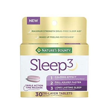 Nature's Bounty Sleep3 Tri-Layer Tablets, 100% Drug-Free Sleep Aid with ...