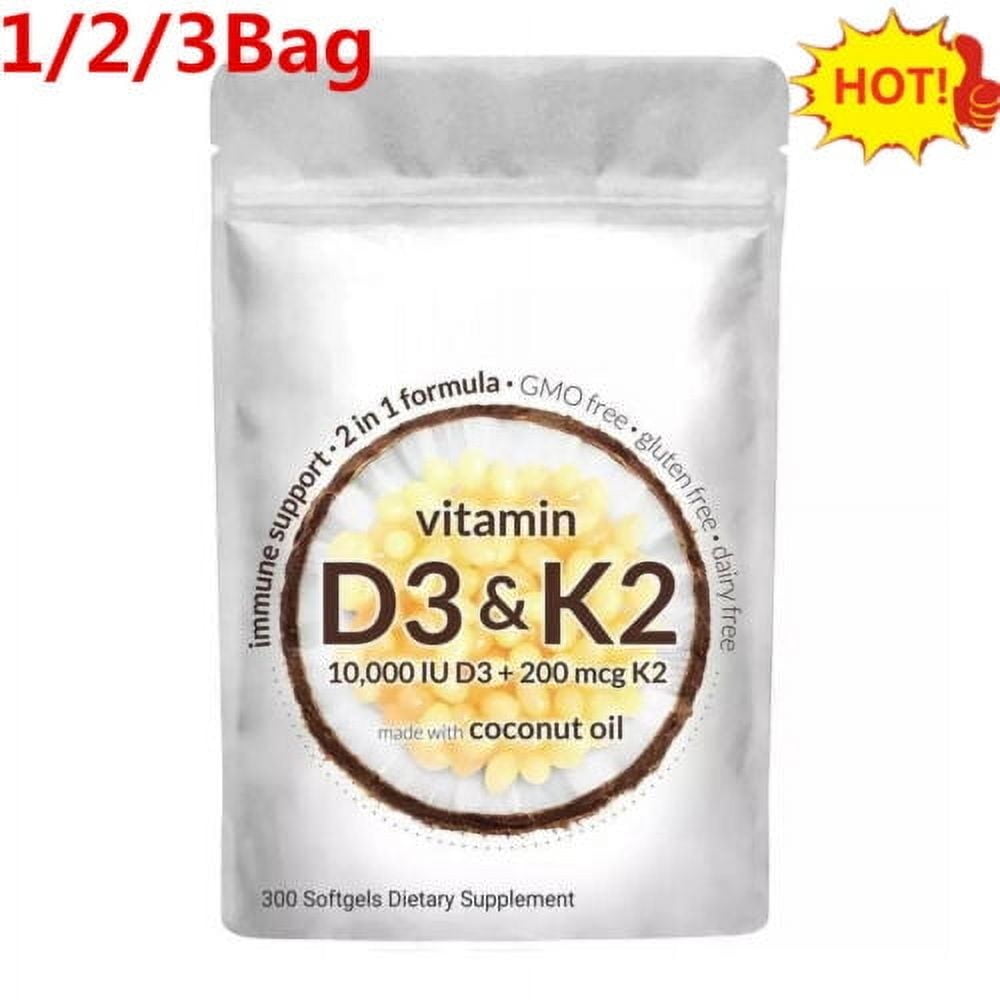 1/2/3 Bolsa de suplemento de vitamina D3 y K2 en cápsulas blandas, 180 cápsulas blandas (Reino ...