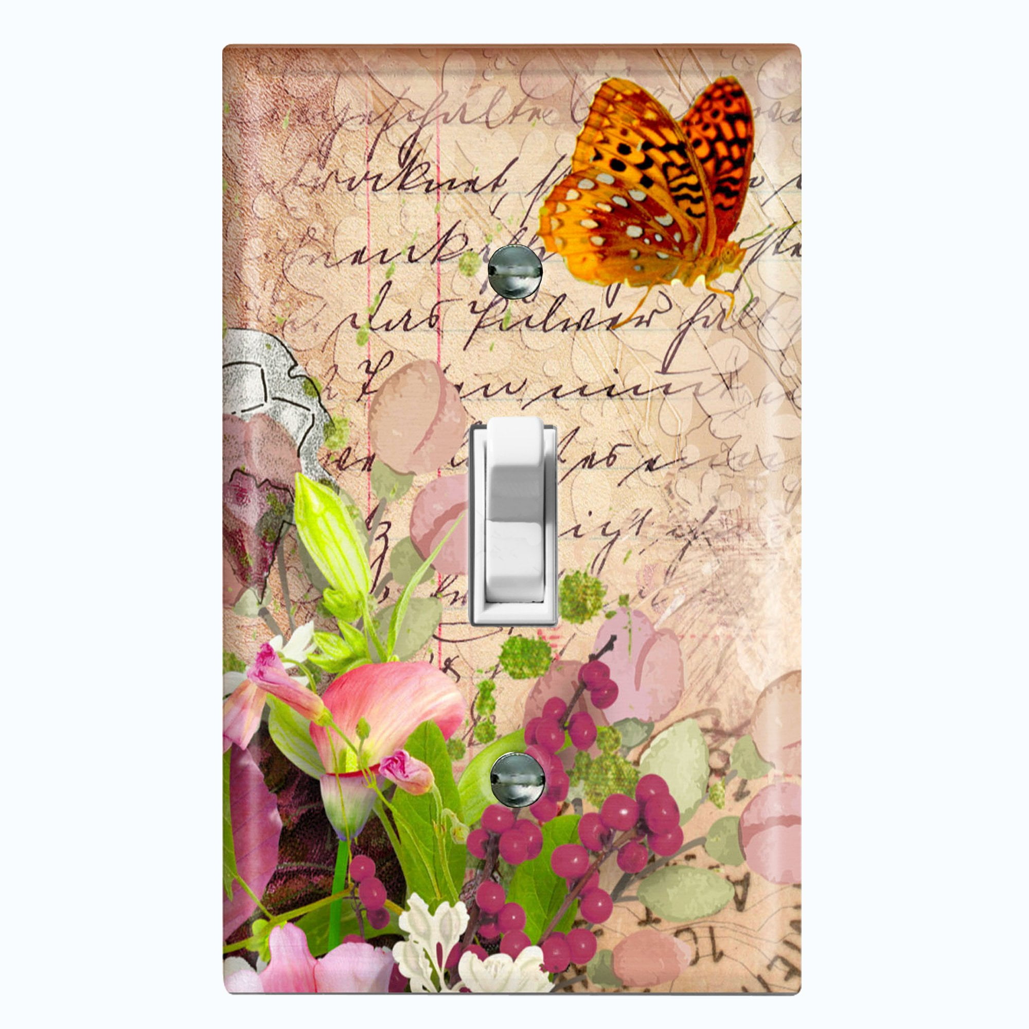 Metal Light Switch Plate Cover Floral Nature Butterfly Scripture Damask ...