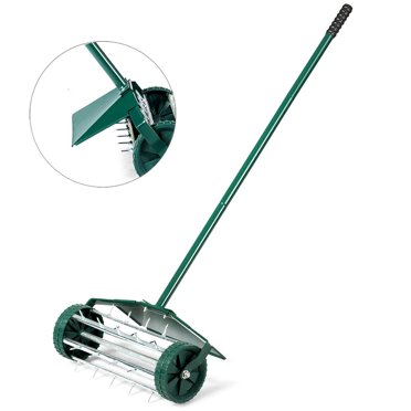 Gymax Hand Spike Rolling Garden Lawn Aerator Roller, Push Turf Machine ...