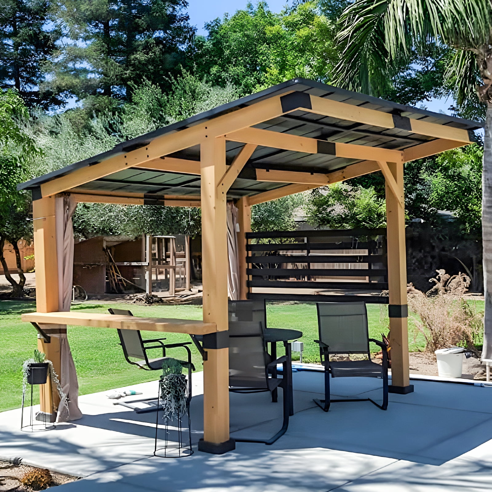 MeetLeisure 10 ft. x 12 ft. Solid Wood Patio Gazebo - Walmart.com
