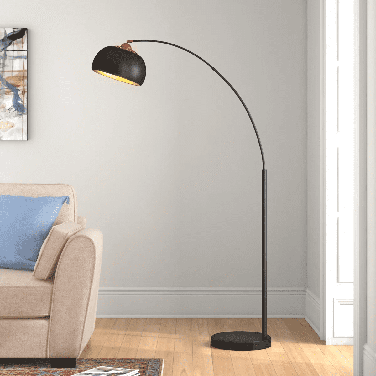 Click here for Rosary Blenn 68.5 Arched Floor Lamp  Black 12.5L X... prices